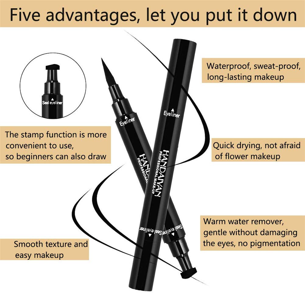 BONNIESTORE Winged Eyeliner Stamp 2 Pack,Dual-ended Eyeliner Stamp for Perfect Wing Cat Eyes,Long Lasting Liquid Eyeliner Pen Waterproof Smudge Proof Smudge Proof for All Eye Shapes