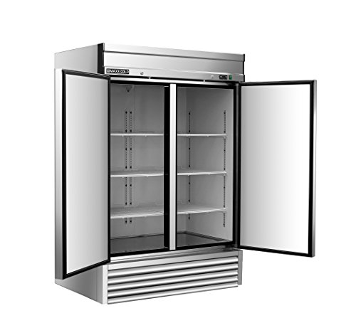 Maxx Cold MXSR-49FDHC Commercial Reach-in Refrigerator Freestanding 2-Door, with Heavy Duty Shelves Digital Controls and Automatic Defrost, Stainless Steel