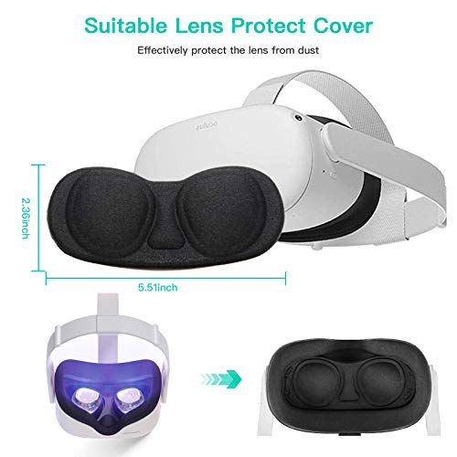 BEJOY 2021 Touch Controller Grip Cover & Knuckle Strap & Lens Protect Cover Set for Oculus Quest 2, Premium Silicone Accessories, Anti-Throw, Sweatproof, Black