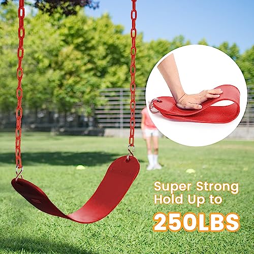 Swing for Outdoor Swing Set - Pack of 1 Swing Seat Replacement Kit with Heavy Duty Chains - Backyard Swingset Playground (red)