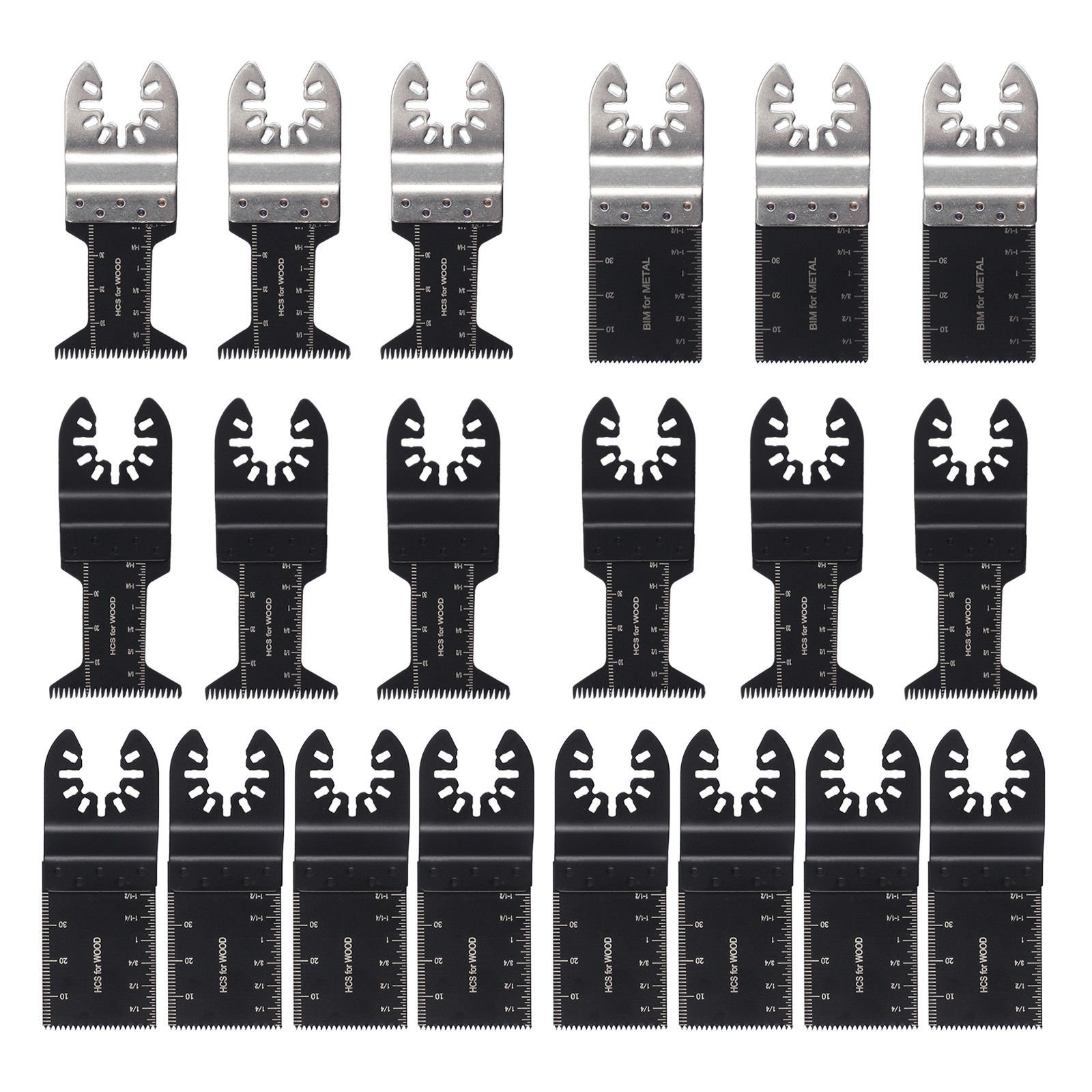 AUTOUTLET 20pcs Oscillating Saw Blades Metal/Wood Flush Cut Oscillating Saw Blade Multi-tool Kit Quick Release For Fein Multimaster Makita Bosch