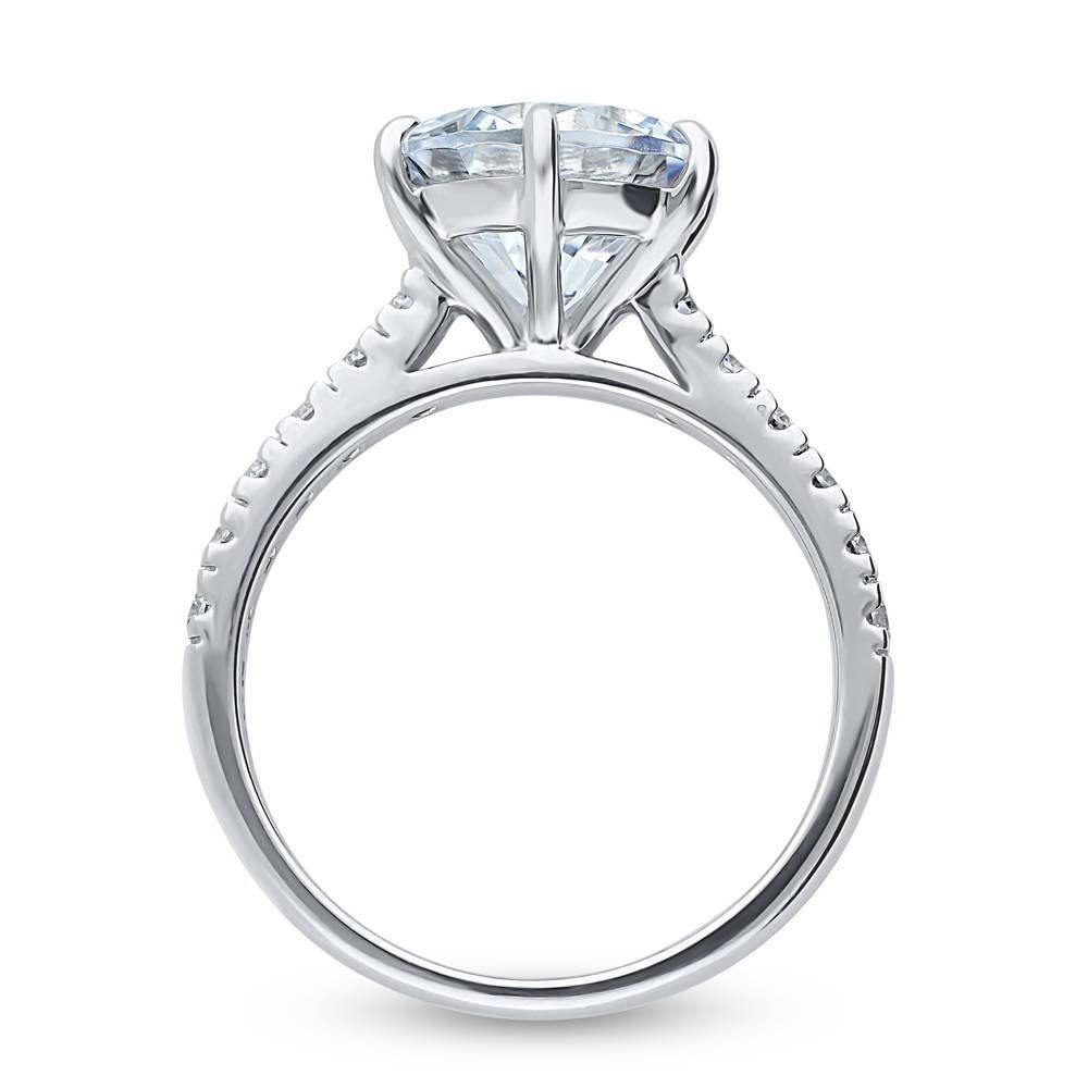 BERRICLE Sterling Silver Solitaire Wedding Engagement Rings 3.8 Carat Round Cubic Zirconia CZ Statement Ring for Women, Rhodium Plated Size 5