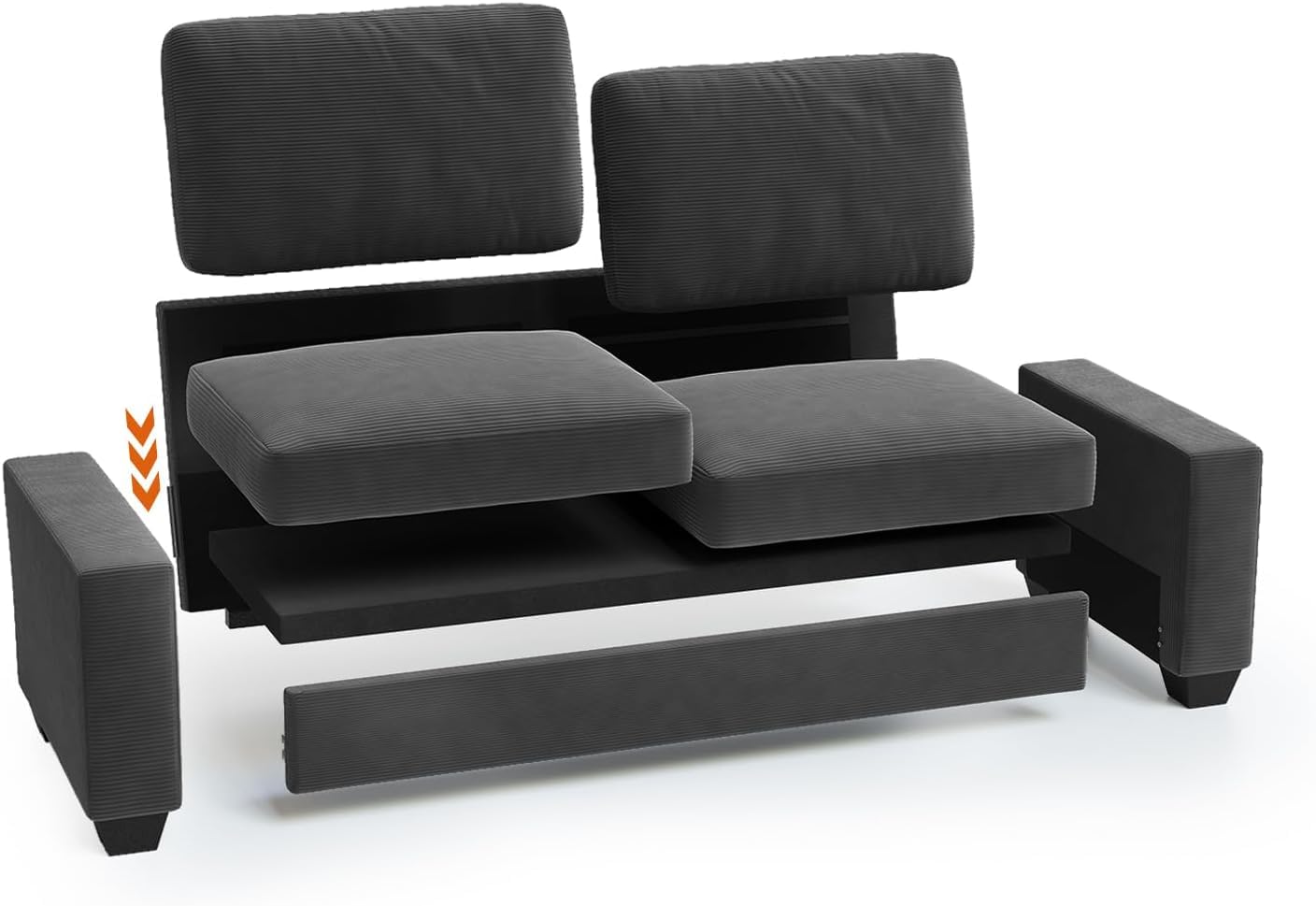 coucheta Couch for Living Room 83-inch Comfy Sofa Couch 3 Seater Couch Modern Sofa with Deep Seat for Bedroom Apartment Home Office (Corduroy),Grey