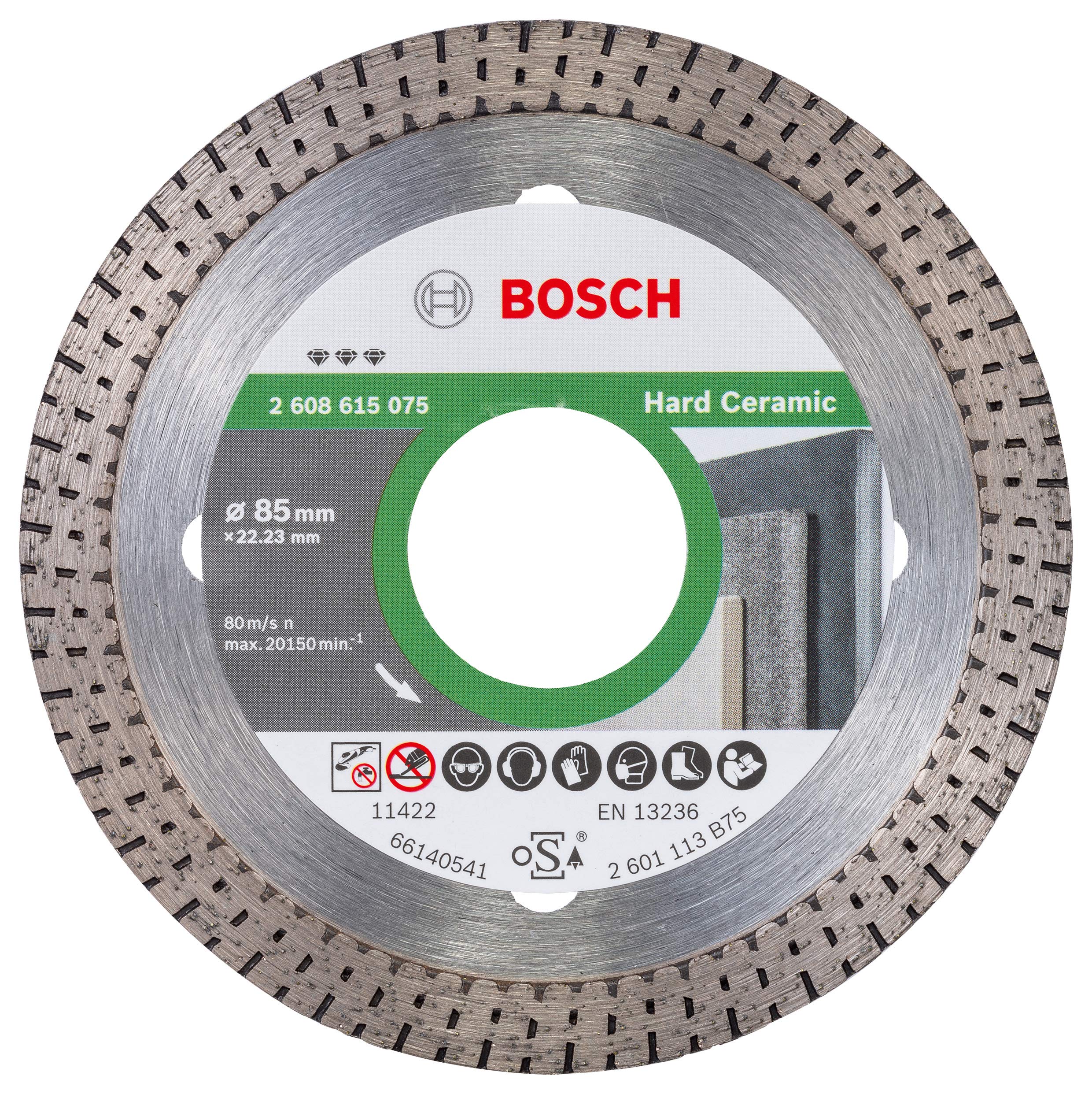 Bosch 2 608 615 075 85 mm 1pc (S) Circular Saw Blade β TCT Circular Saw Blades Ceramic Dura, 8.5 cm, 2.22 cm, 1.4 mm, Bosch, 1 pc (S))