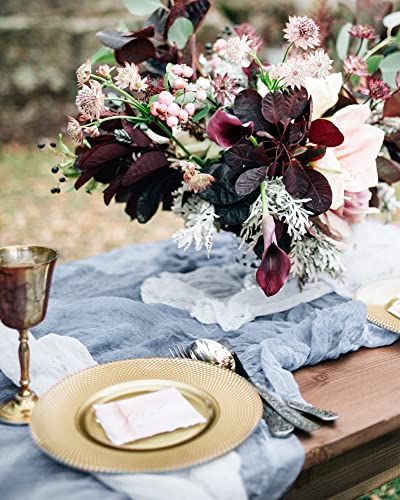 Maliton Dusty Blue Cheesecloth Table Runner 13.3ft Baby Blue Table Runner 160 Inches Cheesecloth Table Runner Bulk for Bohemian Wedding Decorations Baby Shower Birthday Party Table Decorations