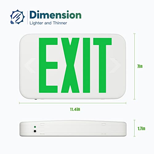 FREELICHT Green LED Exit Sign with Battery Backup,Exit Sign for Business,Easy to Install,UL Certified,AC 120/277V,Pack of 10