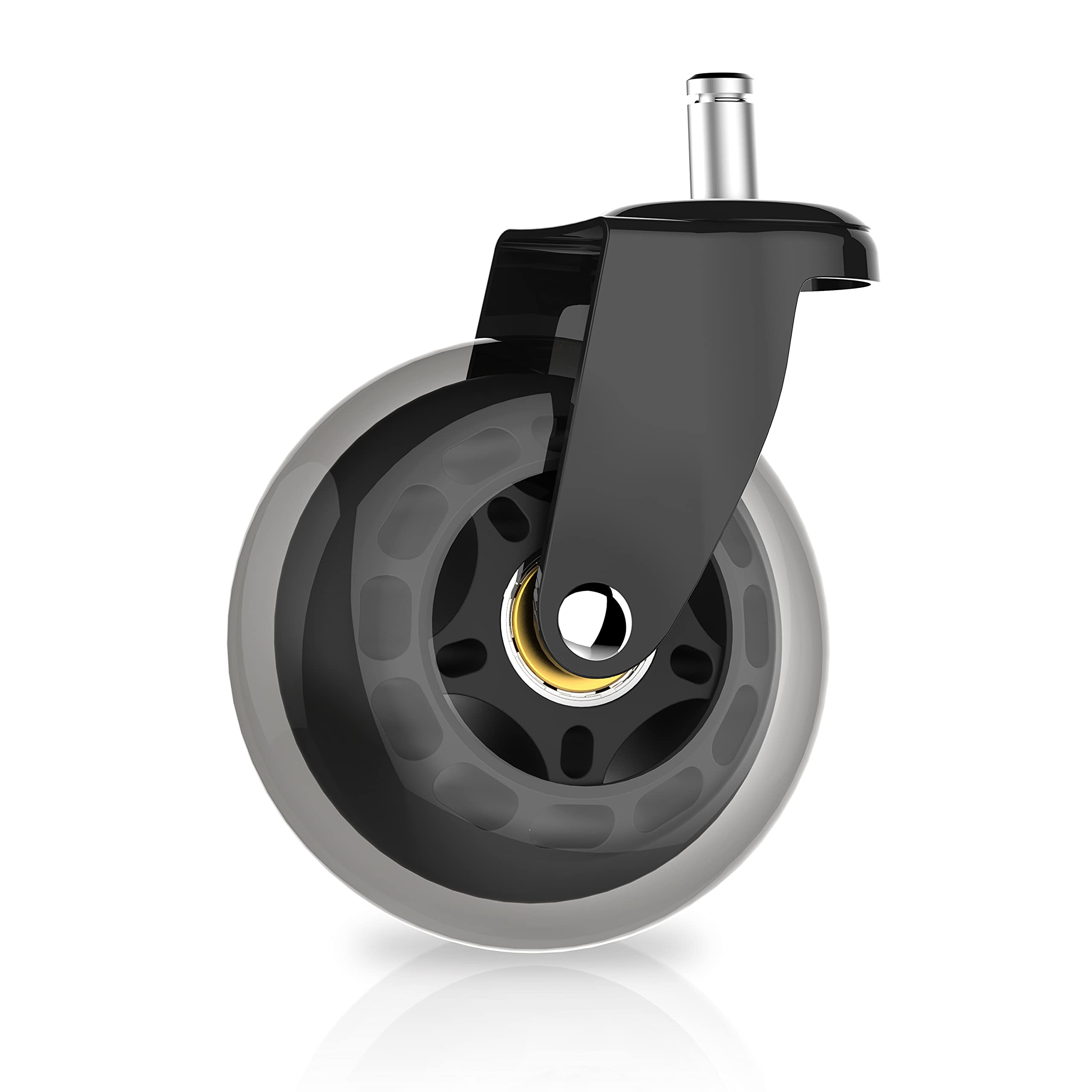 Office Chair Caster Wheels,Heavy Duty Office Chair casters for Chairs to Replace Chair mats ,3"Replacement Chair Casters with 7/16" x 7/8" Stem,Universal fit(Single-Black)