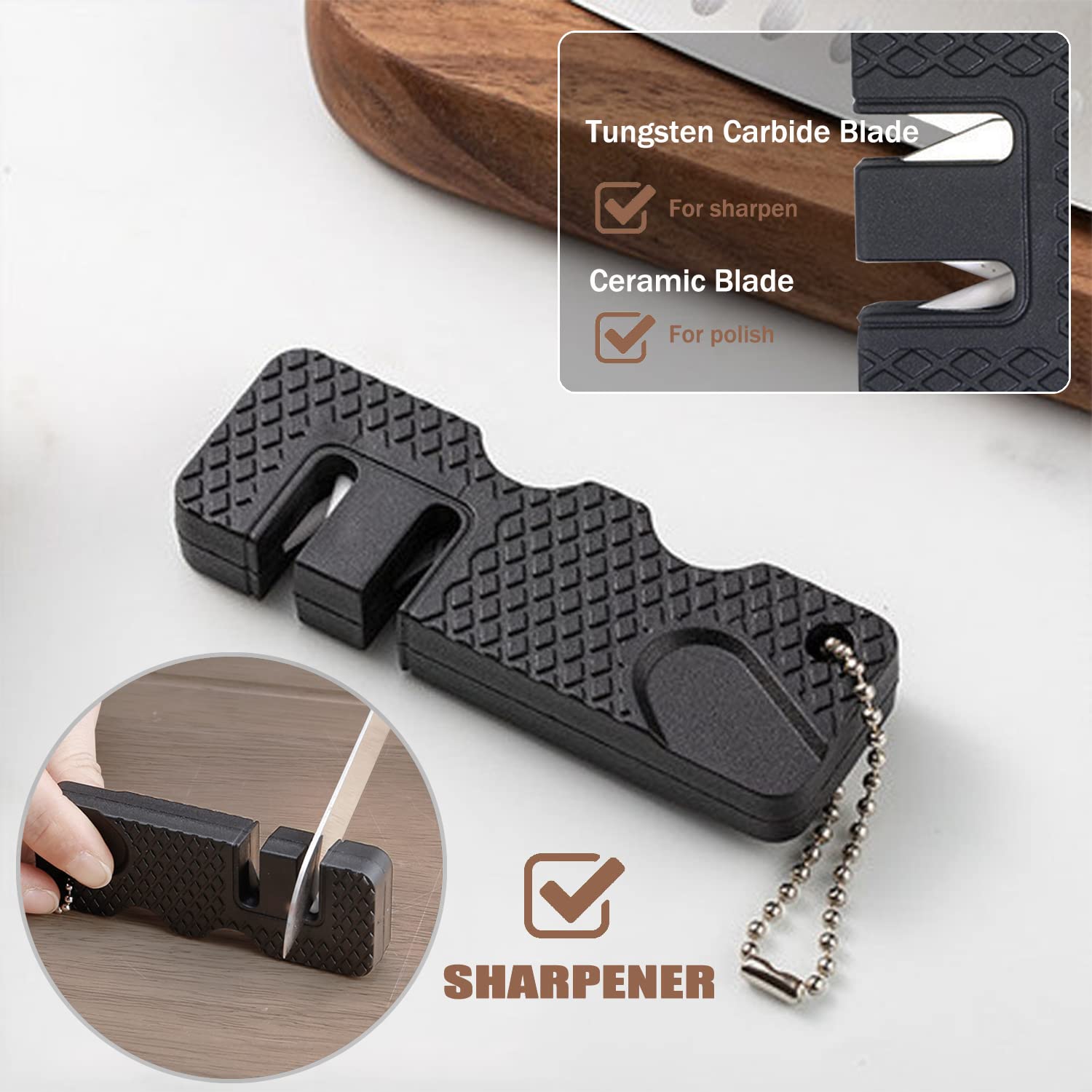CABUGE Mushroom Knife with Brush & Sharpener, Folding Pocket knife with Wood Handle & Clip for Men Women, Folding Knives for Outdoor Camping