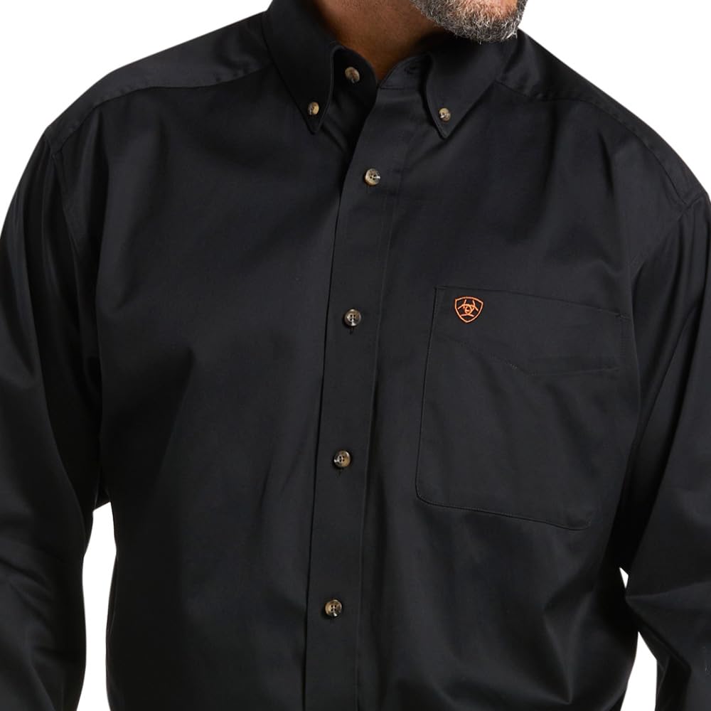Ariat Mens Solid Twill Classic Fit - Long Sleeve Western Button-down Shirt, Black, X-Large US