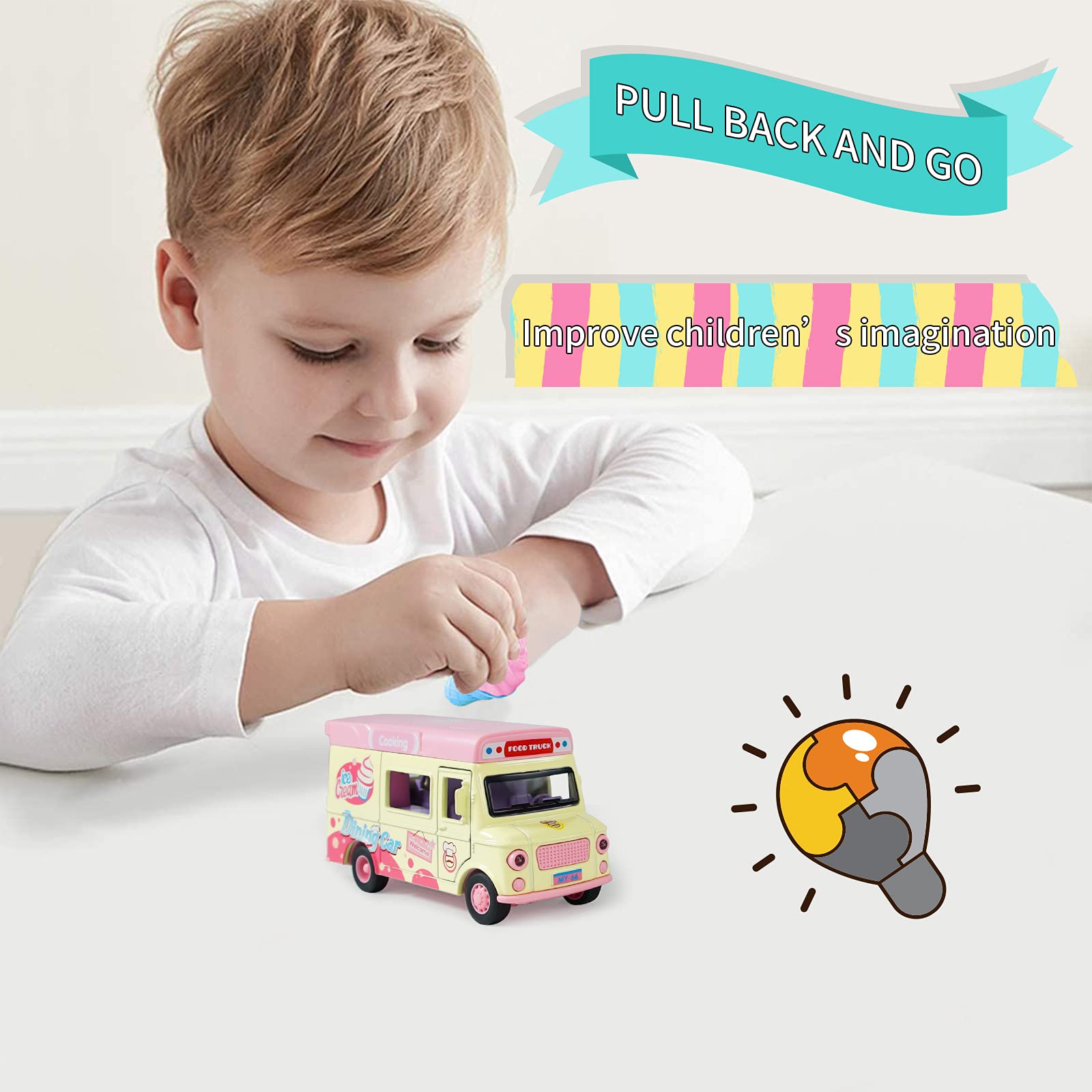 Liphontcta Toy Cars,Creative Decorative Models of Car Food Trucks Garden Sculpture Outdoor Decoration