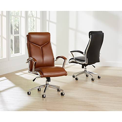 RealspaceĀ® - Chair - Modern Comfort Verismo Bonded Leather High-Back Executive Chair, Black/Chrome - 31" x 14" x 24.5"