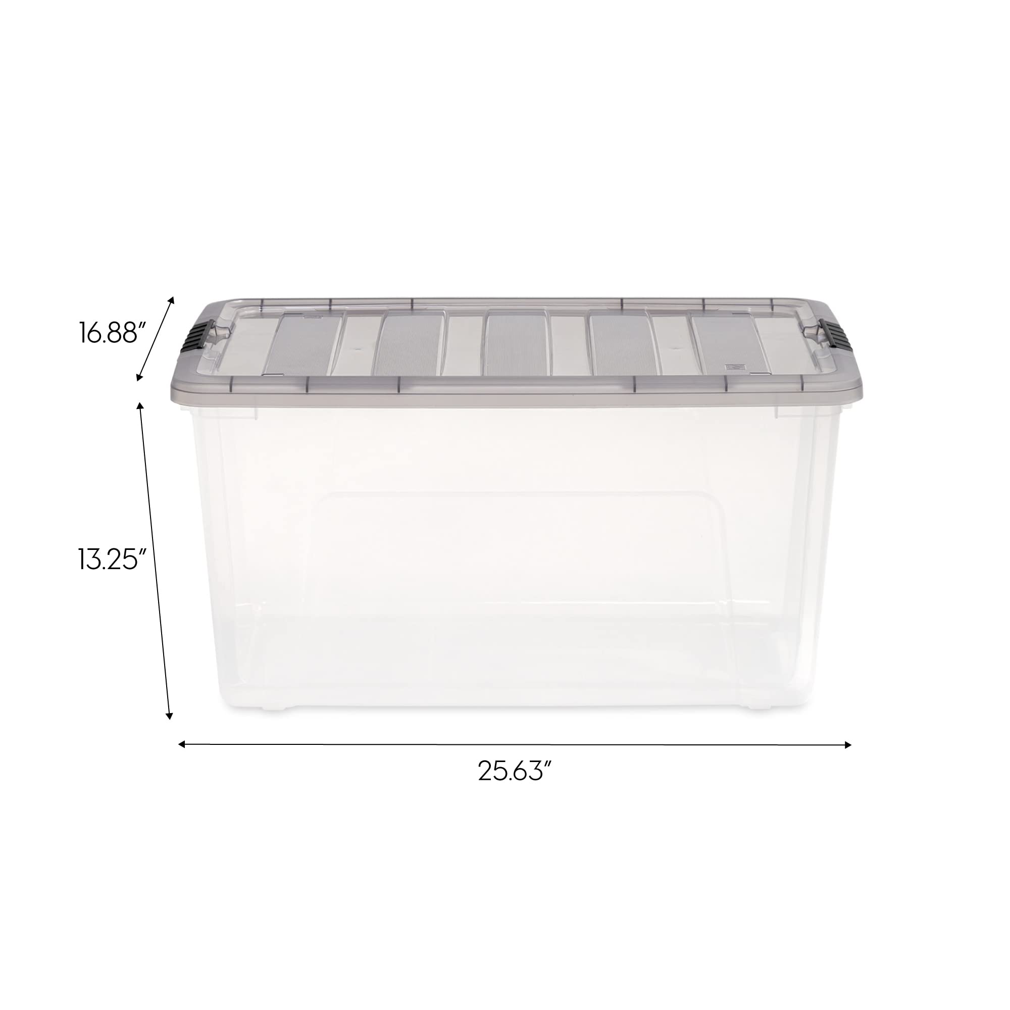 IRIS USA 72 Quart Stack & Pull Clear Storage Box, Gray, 3 Pack