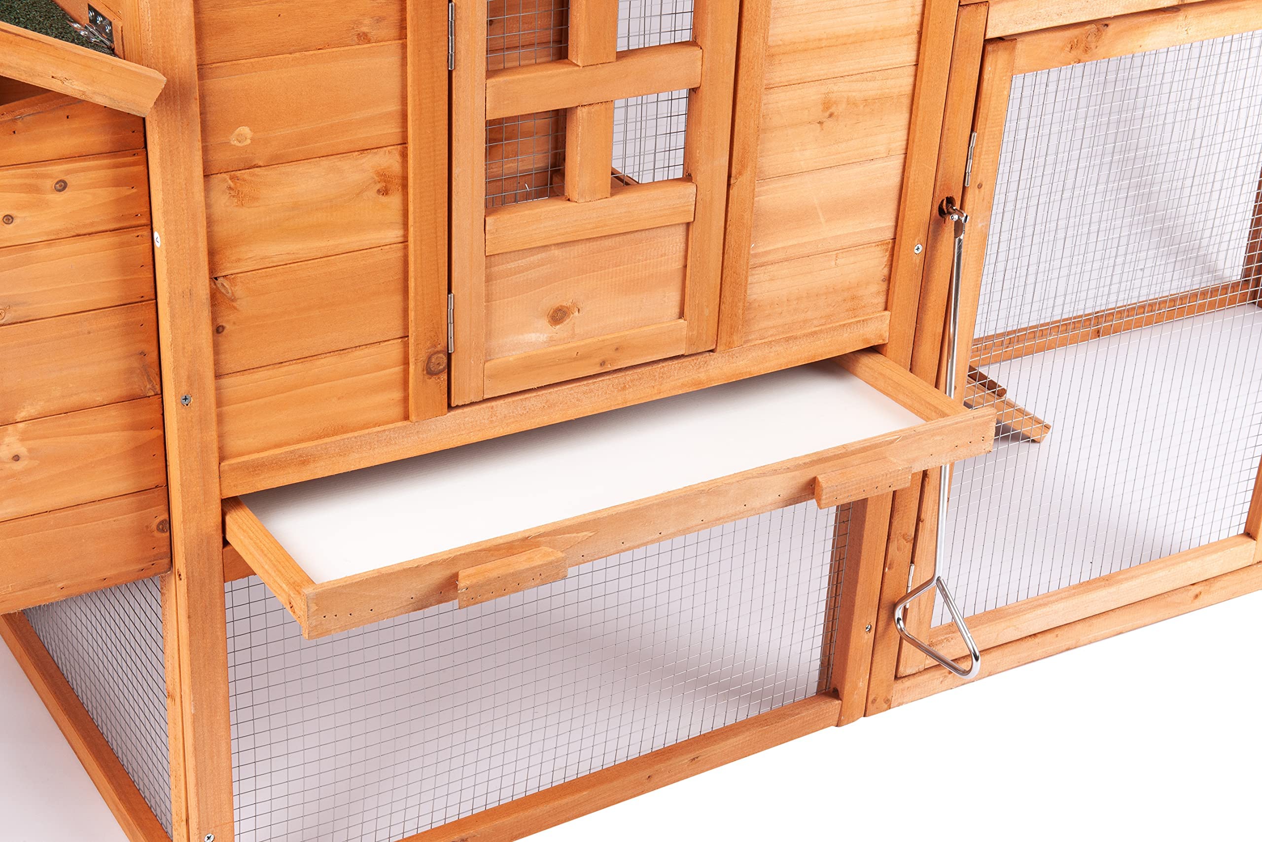 Chicken Coop Outdoor Wooden Rabbit Hutch Poultry House with Chicken Run Cage, Egg Box & Waterproof Roof (80")