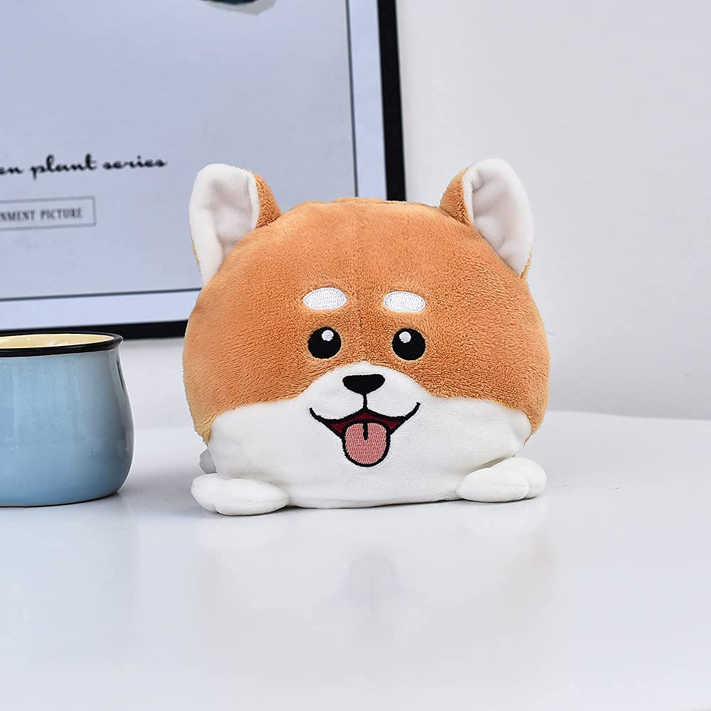 pohthe Reversible Plushie Corgi Dog Stuffed Animal Reversible Mood Shiba Inu Plush Double-Sided Flip Show Your Mood !