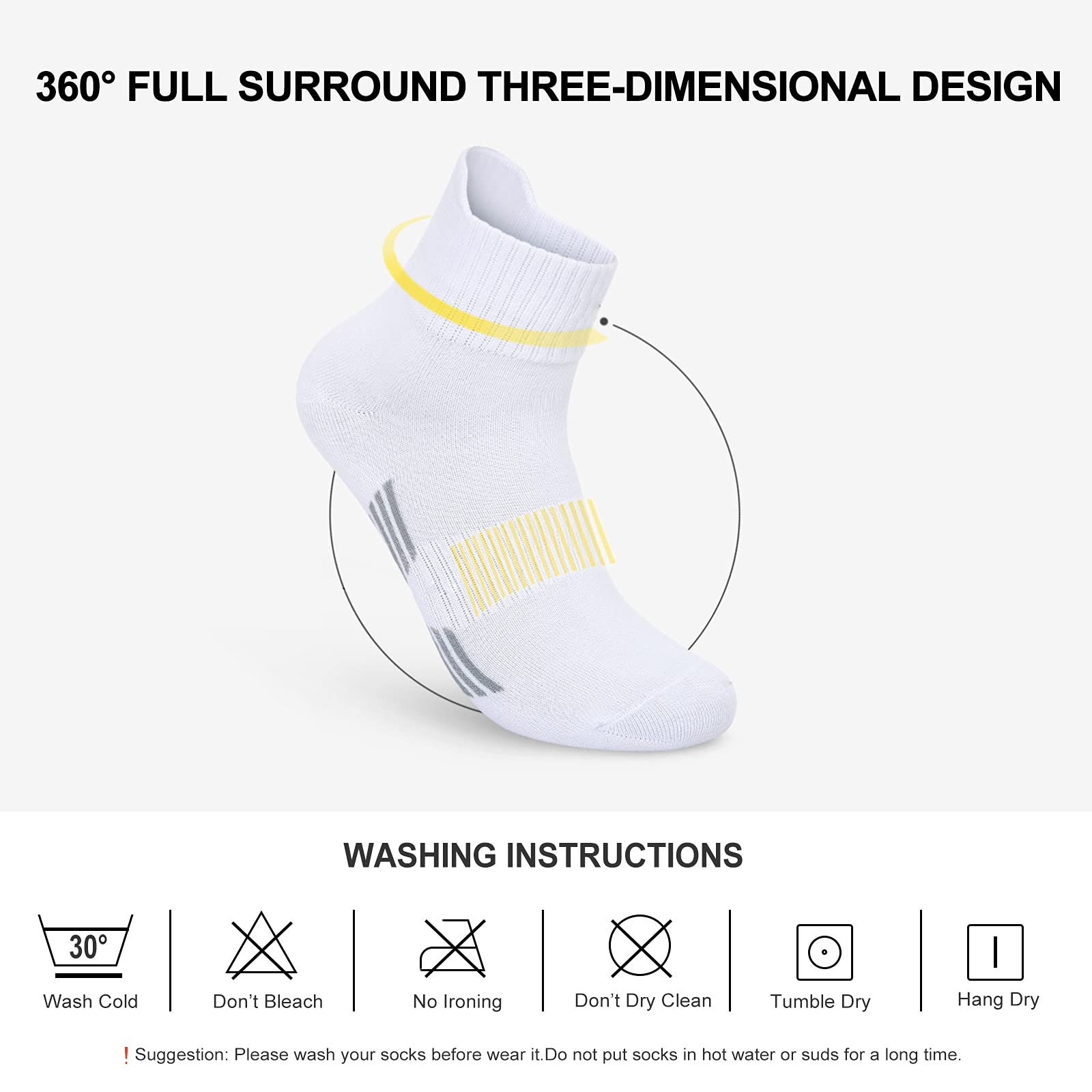 BAYKUORA Calf 100% Cotton Socks,Mid Casual Ankle Socks for Mens,Athletic Towel Sock with Cushion,White-gray,4 Pairs