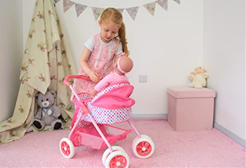Kookamunga Kids Unicorn Reversible Doll Pram with Diaper Bag. for Kids Aged 3+ Fits Dolls up to 18". Doll not Included.