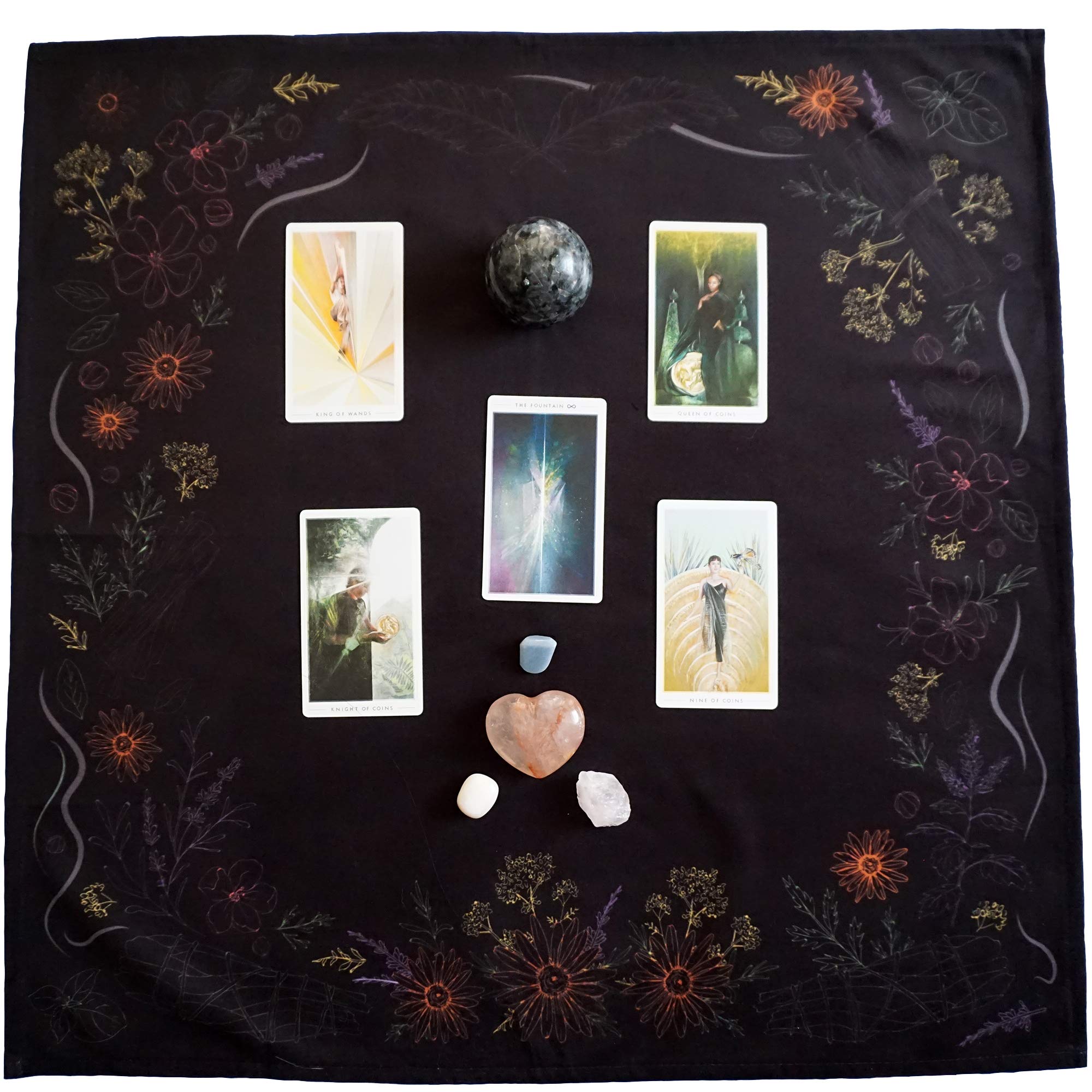 Kitchen Witch Herbology: Tarot Cloth for Any Tarot Cards, 24 inches by 24 inches, Large (White)