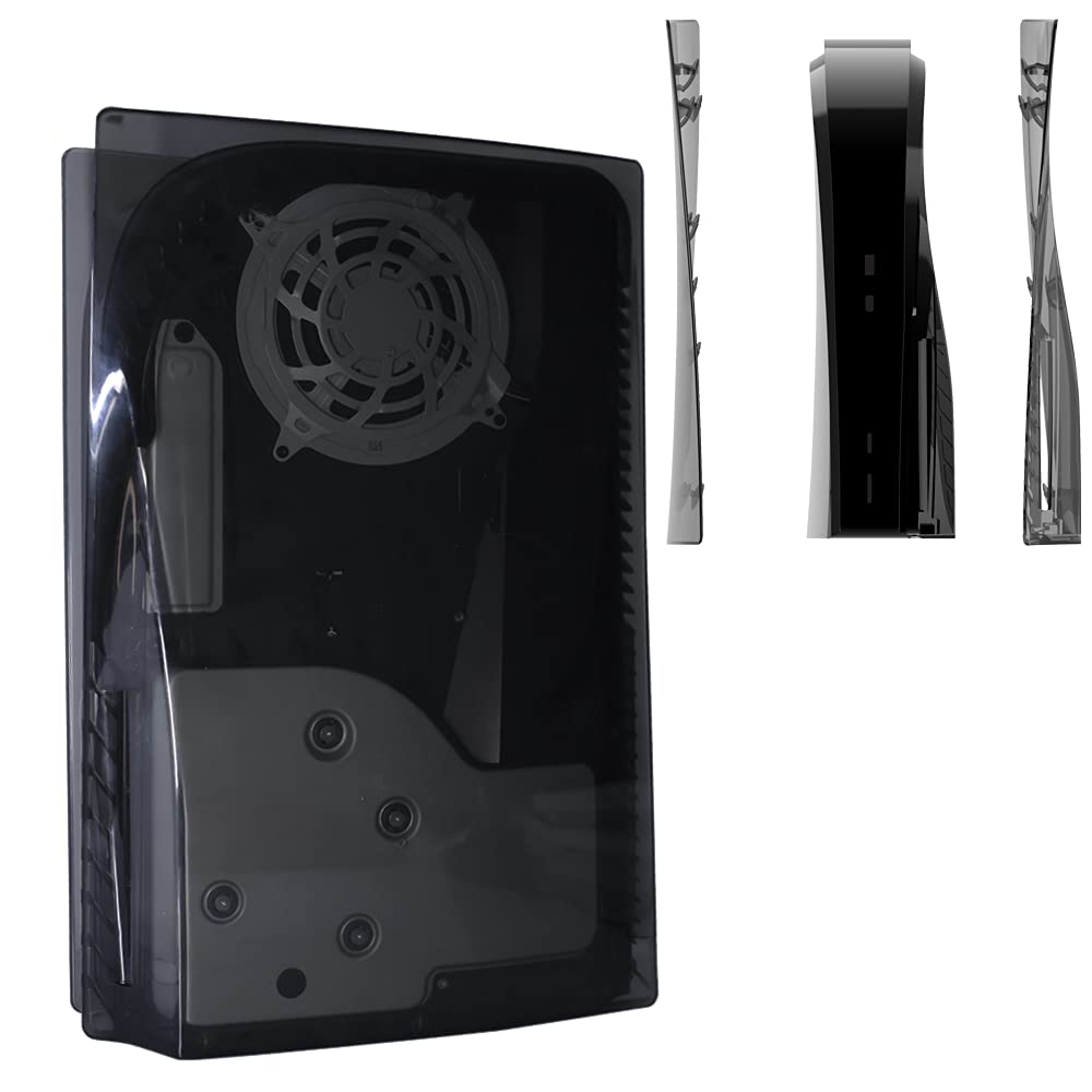 PS5 Replacement Faceplate Cover, Housing Shell Case for Sony Playstation 5 Disc Version Console (Disc Version, Clear Black)