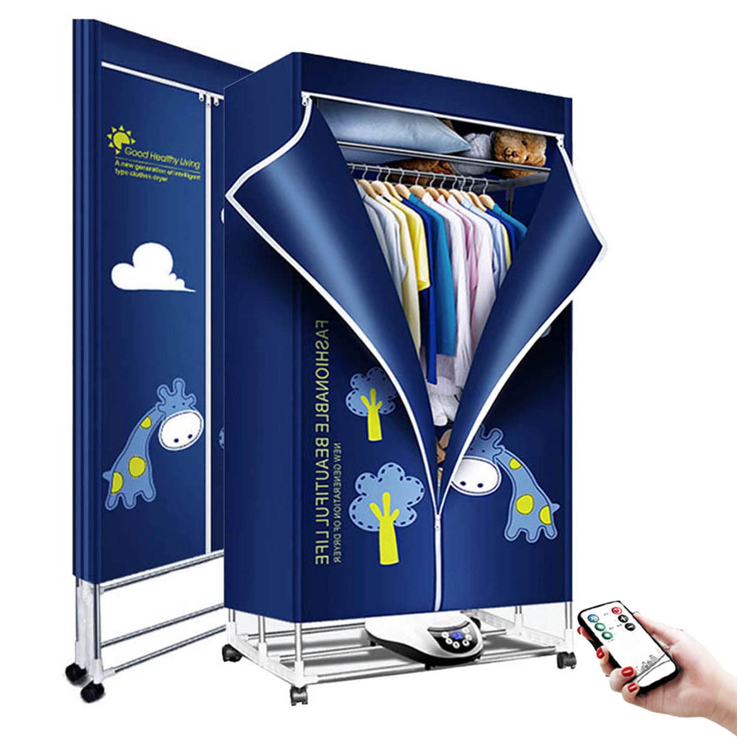 Foldable Electric Heated Clothes Airer Dryer Rack with Remote Control,2/3-Tier Household Dryer,1500W Warm Air Drying Wardrobe,(Anion) Digital Timer,Quick Dry,for Apartments Laundry Dorm (Size : 3 Lay