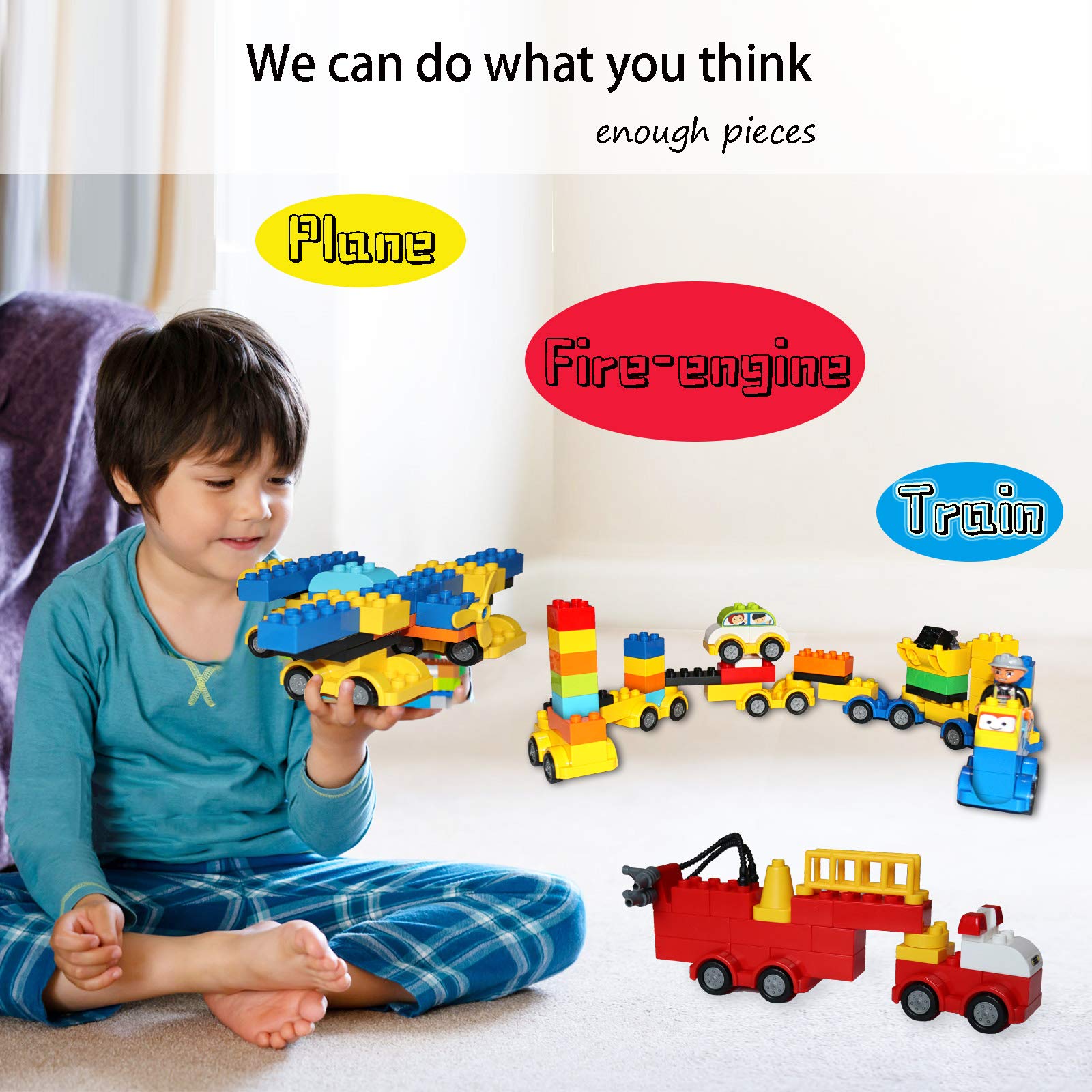 Klobroz Building Blocks for Toddlers 2-5, 171 Pieces Building Blocks Car Set for Kids Classic Large Building Bricks Compatible with All Major Brands Educational Toys Blocks for All Ages
