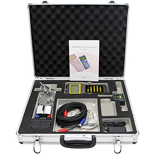 CGOLDENWALL Handheld Ultrasonic Flowmeter Clamp on Flow Meter Portable Liquid Flow Meter with S1+M2 Transducers for Copper/PVC Pipe DN15-700mm 1/2-28" ((Old or New Panel))