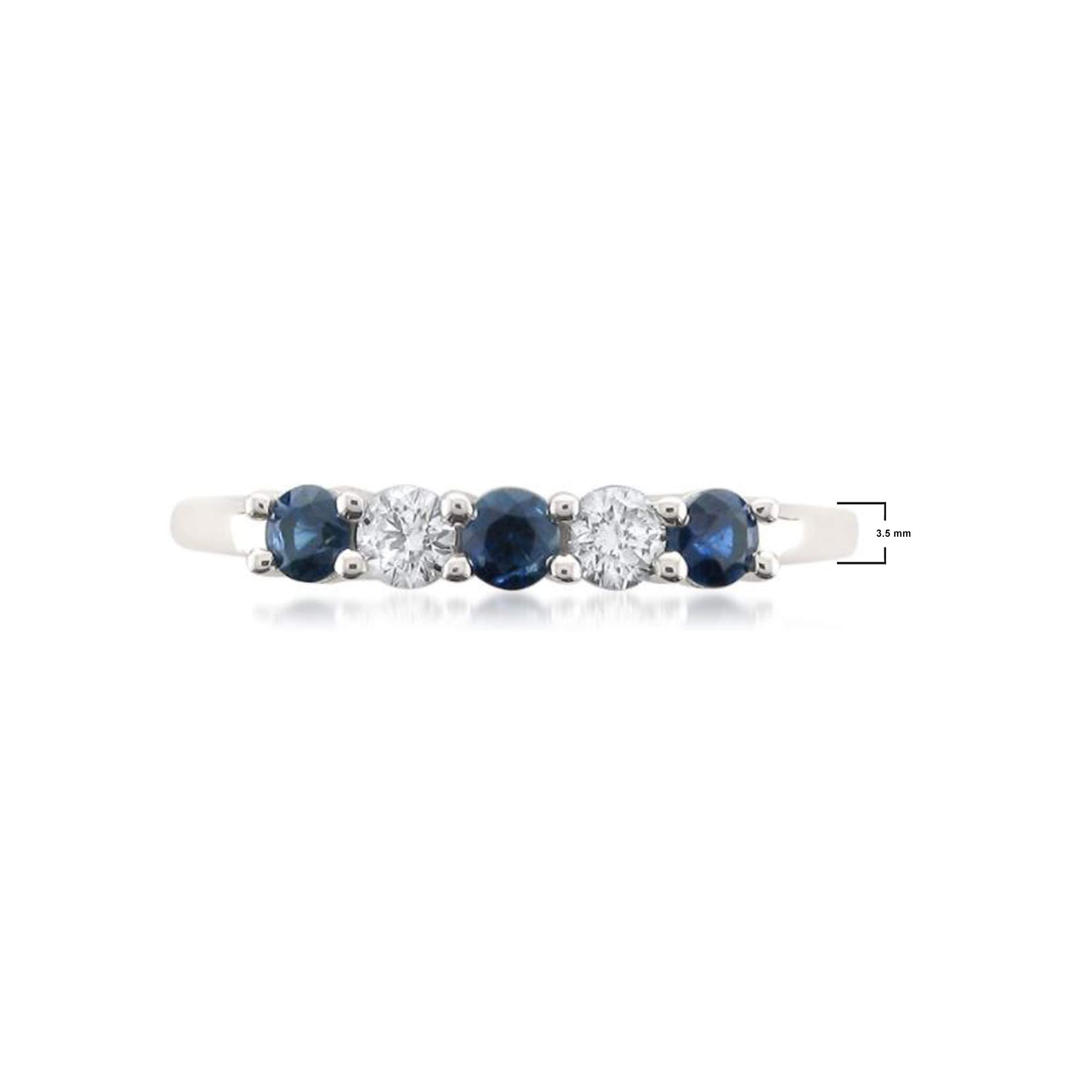 Beyond Brilliance 1/2 Carat Diamond, Prong-Set 14K White Gold Round Diamond & Blue Sapphire Bridal Wedding Band Ring (H-I, I1)