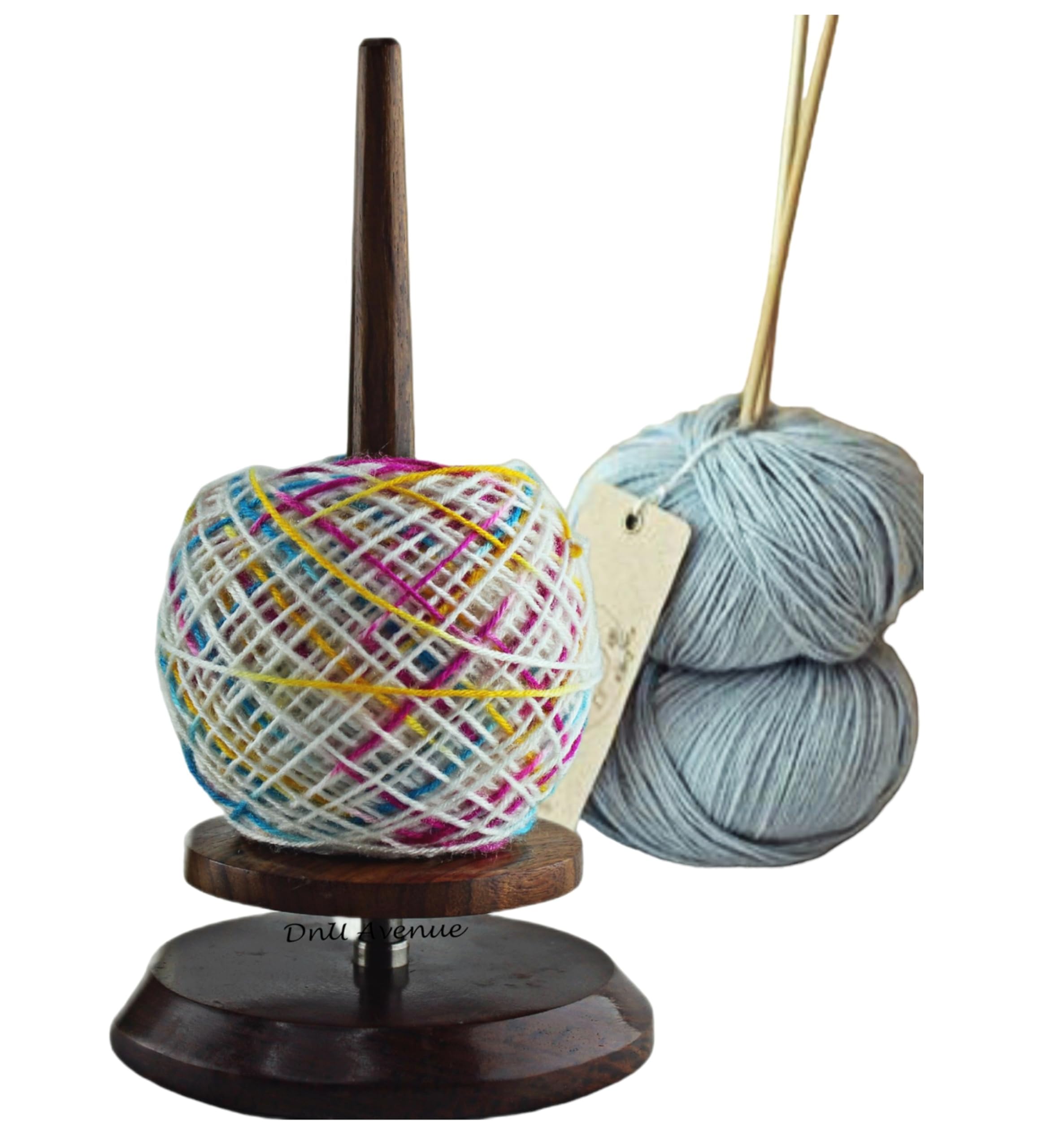 Yarn Holder Stand Spindal Storage for Skeins of Yarn Wool Chrochet Dispenser Tool Revolving Yarn Holder Winder Storage Swift Yarn Spindle (Sheesham)