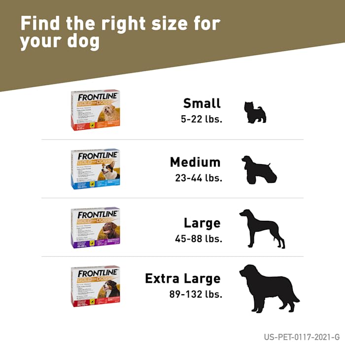 Frontline Gold Flea & Tick Treatment for Medium Dogs Up to 23 to 44 lbs. Pack of 3