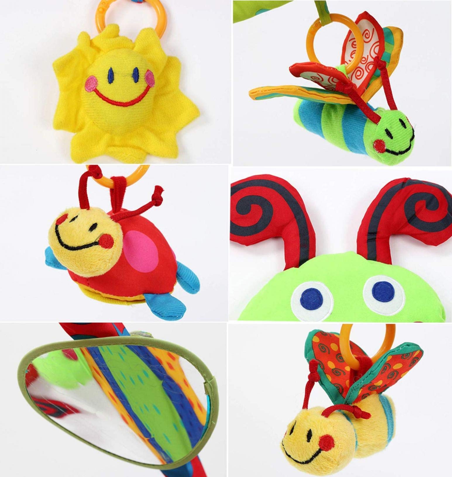 KUANDARM Baby Butterfly Pattern Play Mat with 8 Different Pendant Toys Infants Gym Activity Centre Fitness Frame for 1-18 Month