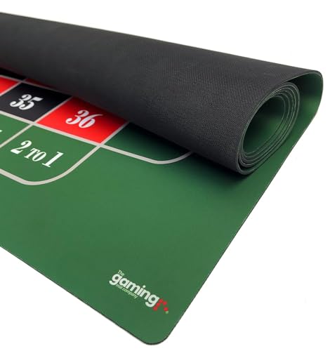 The Gaming Mat Company Roulette Table Mat for Casino Home Game Nights- Deluxe Vegas Roulette Table 35.5" x 71" x 0.12"- Big Mats Smooth Fabric Topper- Space for A Roulette Wheel- Double & Single Zero