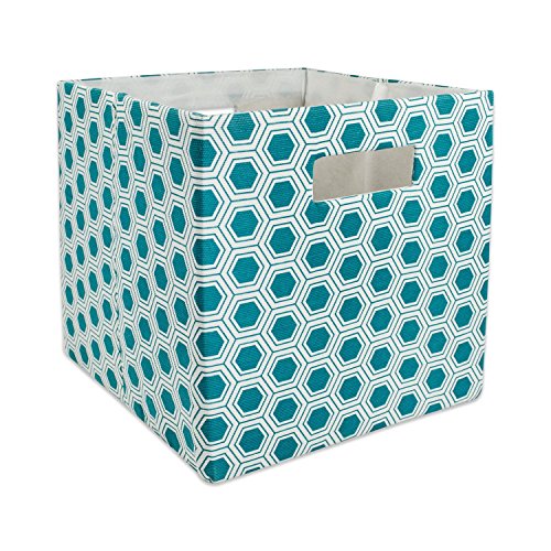 DII Collapsible Polyester Storage Cube, Honeycomb, Teal, Large