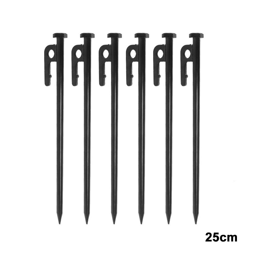 Bcamelys 6 Pack Black Heavy Duty High Strength Steel Camping Tent Stakes Peg Unbreakable and Inflexible for Outdoor Trip Hiking Gardening