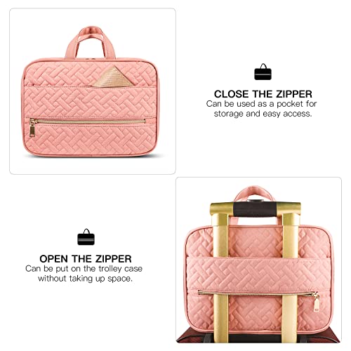 BOOMRICH Travel Toiletry Bag, Hanging Toiletry Bag Cosmetic Bag, Makeup Bag Organizer for Accessories, Shampoo, Full Sized Toiletries (Pink, Medium)