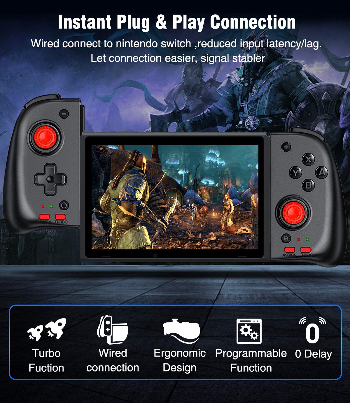 Kydlan Programmable Switch Controller Joycon for Nintendo Switch Joycon with Turbo, Motion Function, Replacement for Nintendo Switch Controller Joycon, Big Grip Switch Remote for Joycon