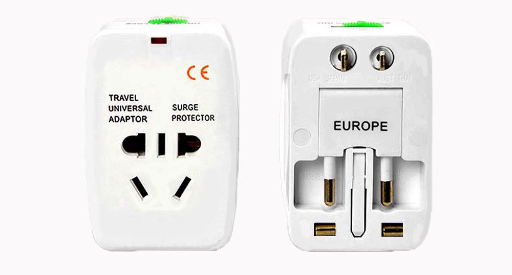 T POWER - Universal World Wide Travel Plug Adapter - White Electronics Worldwide AC Outlet Plugs Adapters for Europe, UK, US, AU, Asia-Blue