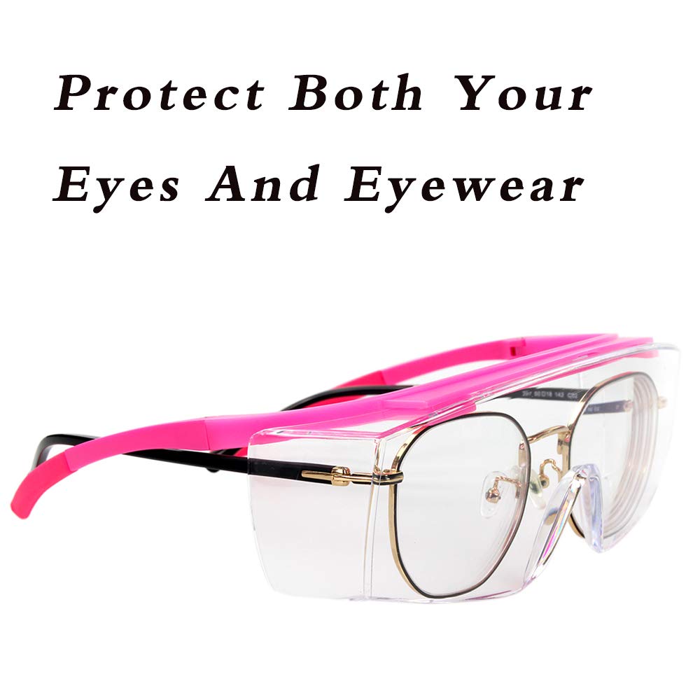 BHTOP Safety Glasses Protective Eye Wear L010 Clear Lens Anti-Fog Goggles Over-Spec Glasses in Pink