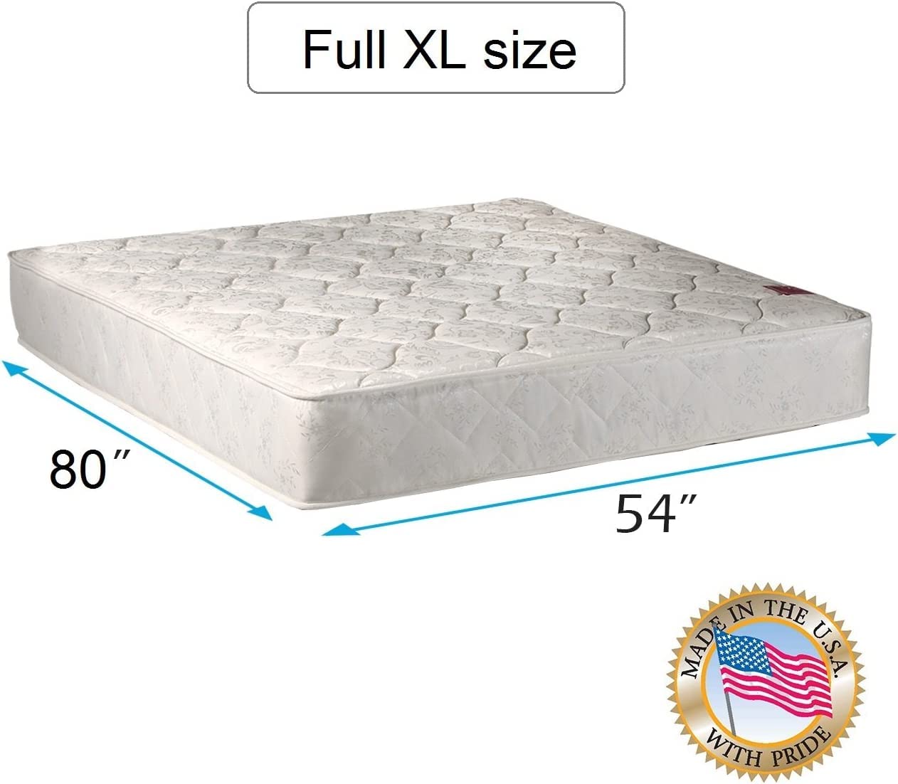 DS Solutions USA Legacy Full XL Size None Flip One-Sided Mattress Only with Mattress Cover Protector Included