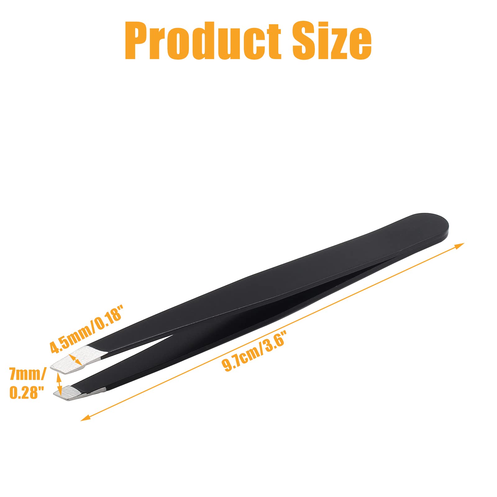Coufce 12 Pack Stainless Steel Slant Tip Tweezers, Eyebrow Tweezers, Pointed Hair Eyebrow Removal Precision Tweezers for Plucking(Black)