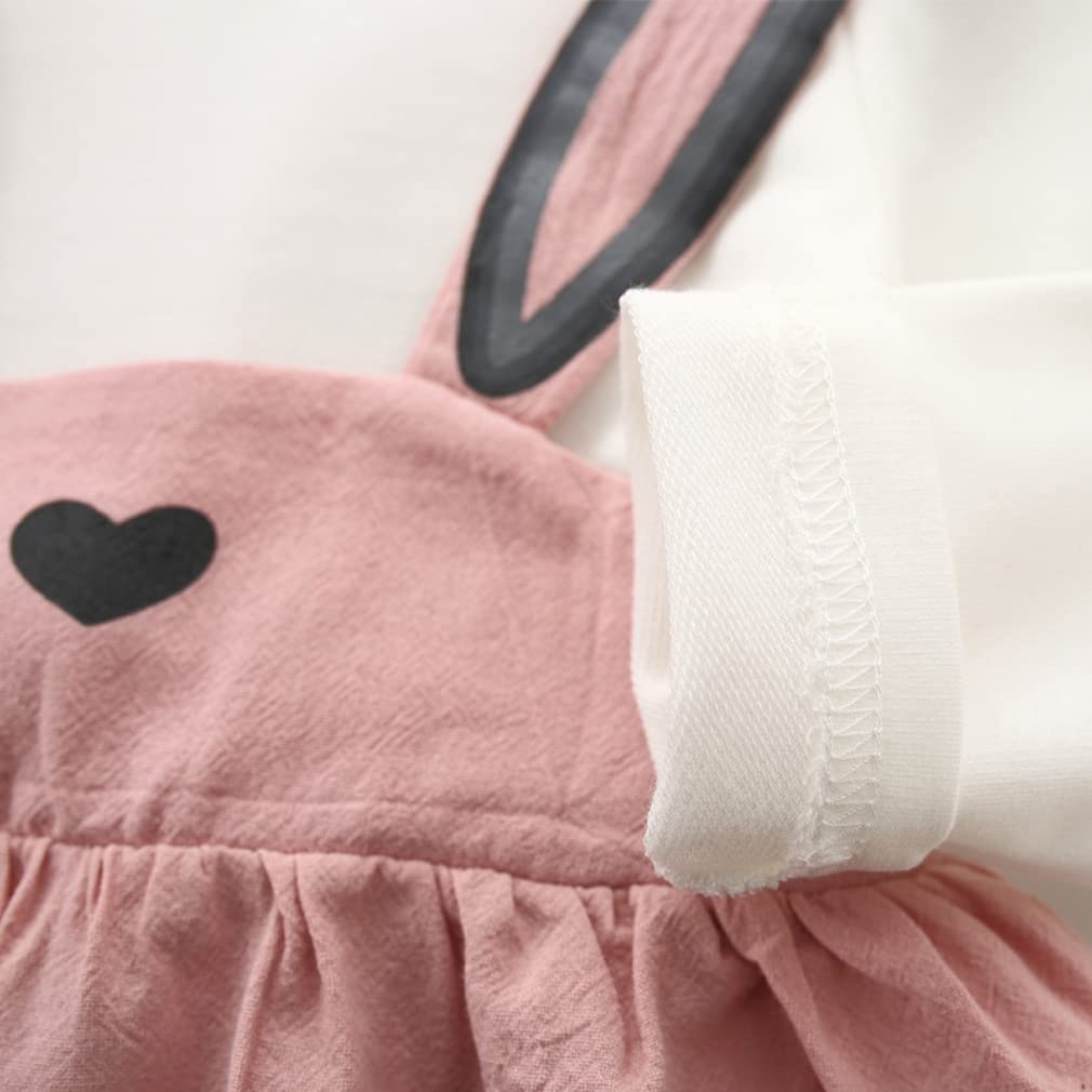 Cabucale Baby Girl Easter Clothing Rabbit Style Long Sleeve Dress (Pink 1T)