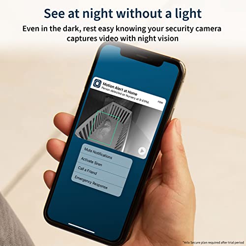 Arlo Essential Indoor Camera - 1080p Video with Privacy Shield, Plug-in, Night Vision, 2-Way Audio, Siren, Direct to WiFi No Hub Needed, Surveillance Security, Black - VMC2040B