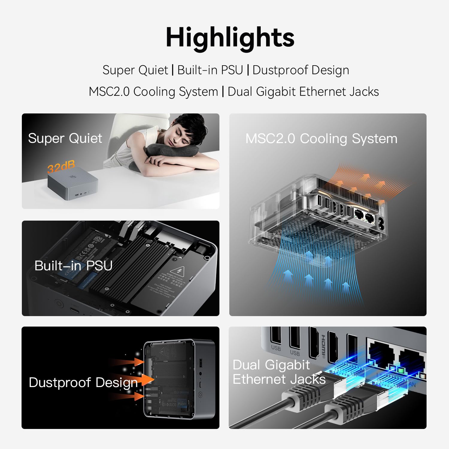 Beelink SER Pro Mini Pc AMD Ryzen5 5600H (6C/12T Up to 4.2GHz) Windows11Pro Computers 16GB DDR4 500GB NVMe SSD,Graphics 7core 1800 MHz,with WiFi 6E/BT-5.0/USB C,Support 2.5'HDD/Auto Power On