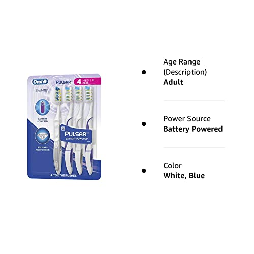 Oral-B Pulsar Vibrating Bristles Toothbrush, Medium, 4 Pack (Colors May Vary)