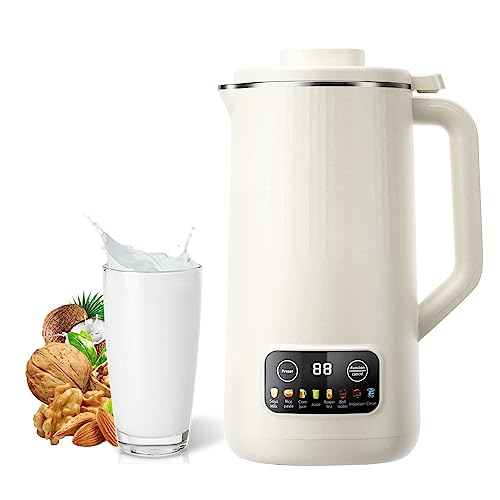 Nut Milk Maker Machine,20 Oz Automatic Cleaning Soy Milk maker with 8 Modes and 10 Leaf Blades,Homemade Almond, Oat, Soy, Etc Grain, Almond Milk Maker Machine with Delay Start Free Filtering and Keep Warm (White)