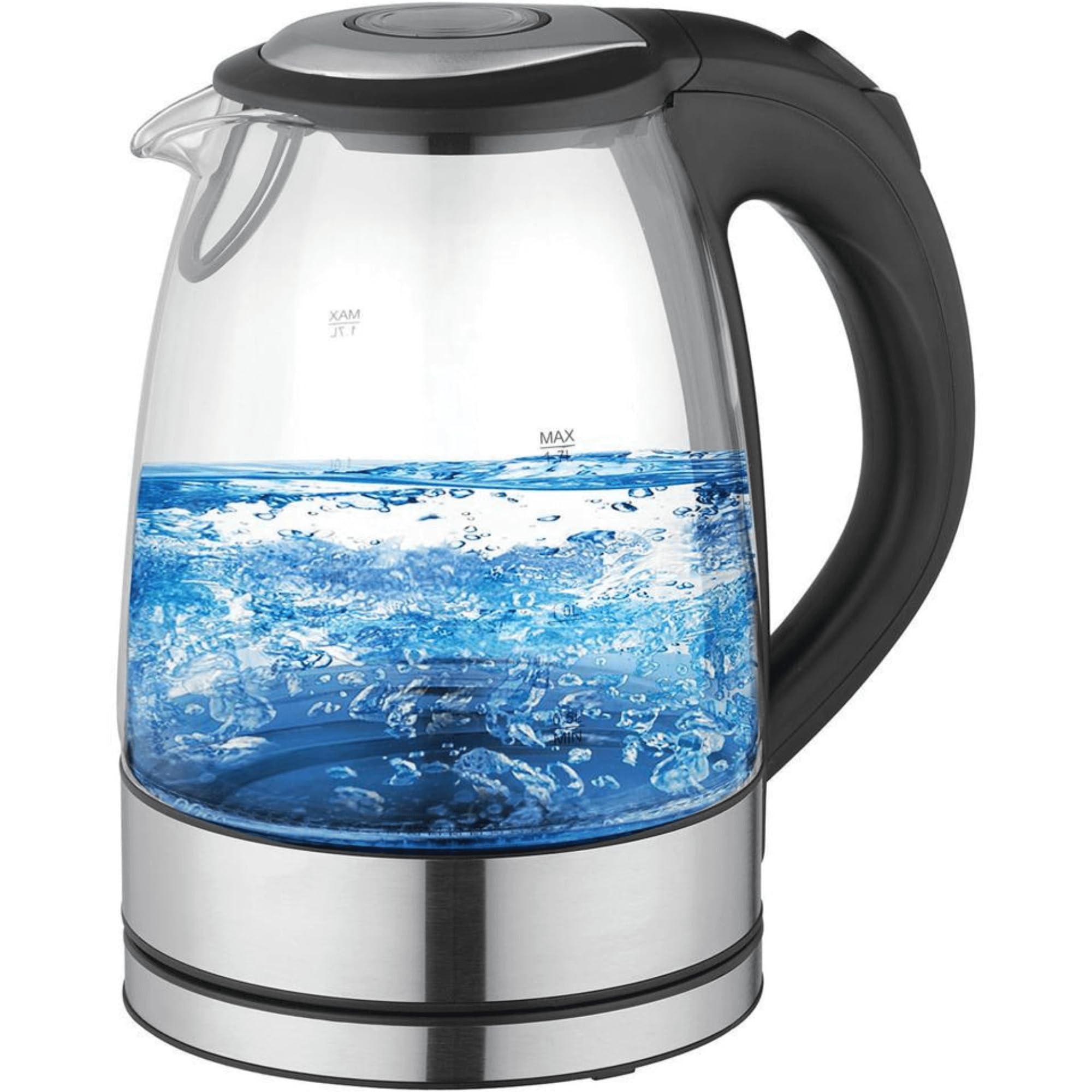 Better Chef Cordless Electric Kettle | 7-Cup Borosilicate Glass | LED Light | Thumb On-Off and Lid Open | 360-deg Swivel Base | Auto Boil-Dry Shut-Off | Stainless