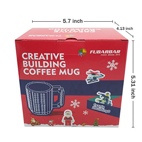 Fubarbar Brick Coffee Mug – Cool Novelty Cup with Lid, Straw & Building Blocks, Funny Xmas/Birthday Gift for Men, Women, Kids(Blue)