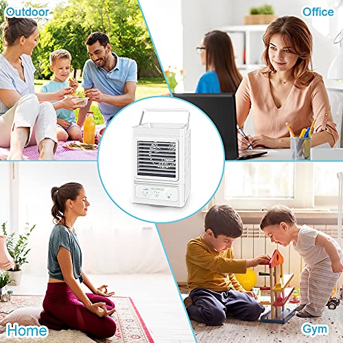 Portable Air Conditioner Fan with 3 Wind Speeds,Rechargeable Battery Operated 60&120 Degree Auto Oscillation Personal Air Cooler,Quite Ice Cooler Fan