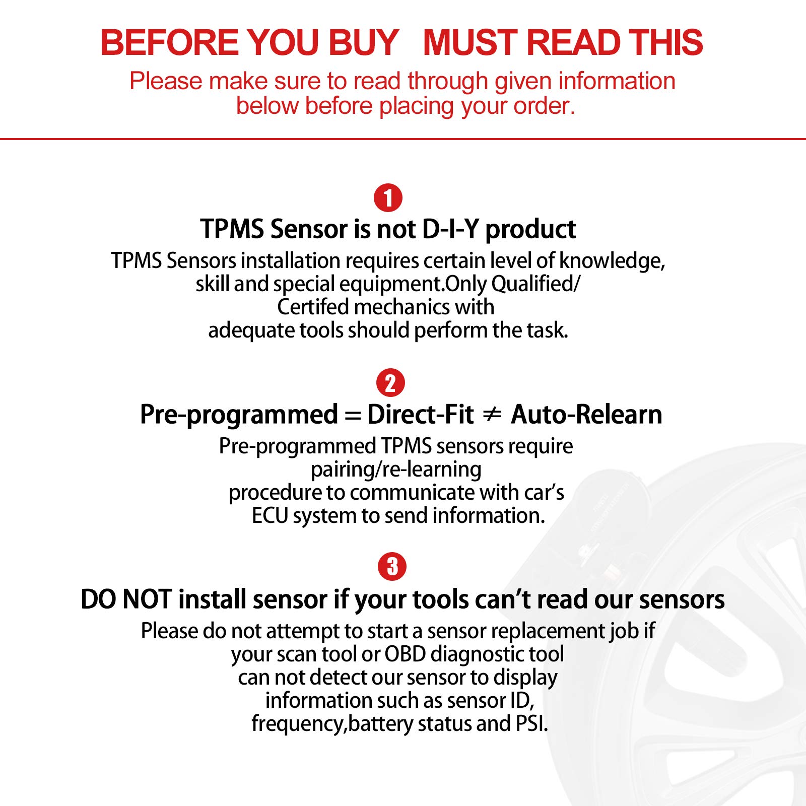 BDFHYK TPMS Sensor 315Mhz Programmed Tire Pressure Sensor Compatible with Lincoln Replaces# 9L3Z-1A189-A DE8T-1A180-A DE8T-1A180-AA