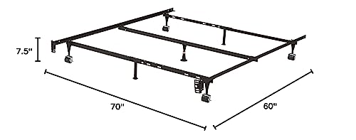 Kings Brand Furniture 7-Leg Heavy Duty Metal Queen Size Bed Frame with Center Support Legs, Black