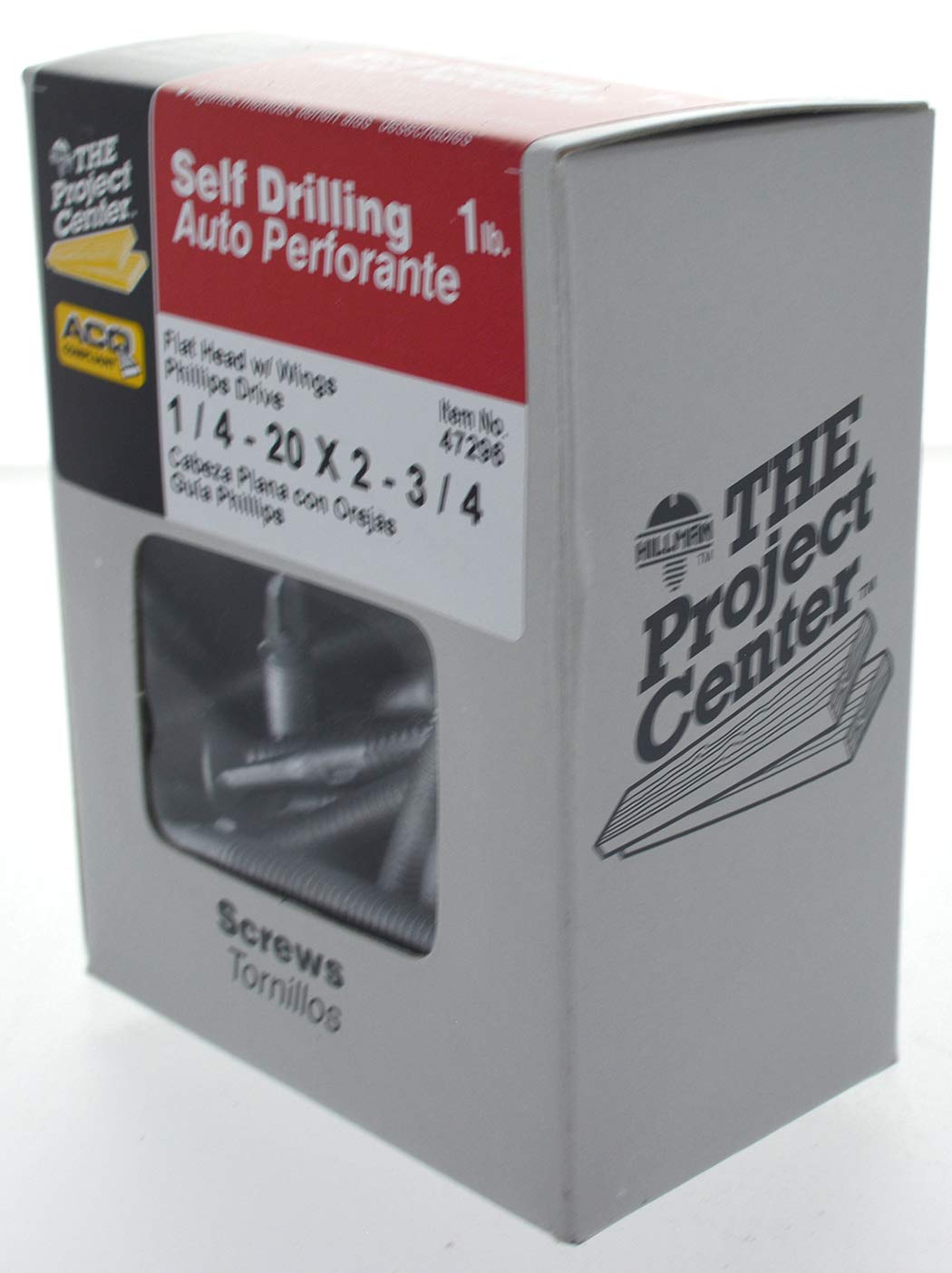 The Hillman Group 47296 1/4-20 x 2-3/4-Inch Flat Head Self Drilling Screw with Wing Phillips Drive