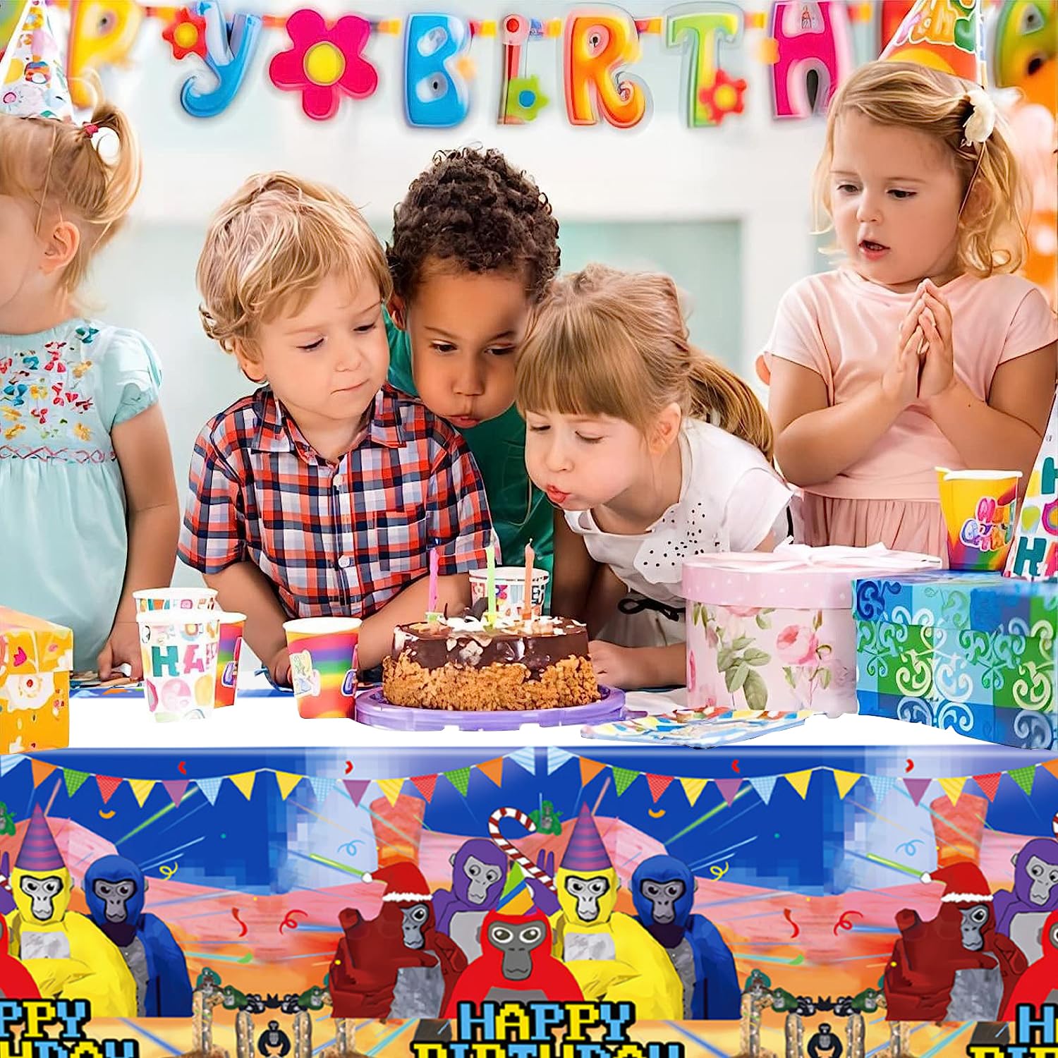 Chuntianli 2pcs π’πππΎπππΆ π―πΆπ Tablecloth Disposable Tablecover Birthday Party Supplies and Decorations for Kid Boy Baby Shower Rectangle Tables 70"X42",2 Pack